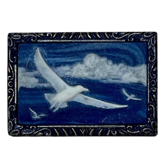 incolay | Accessories | Vintage Incolay Belt Buckle Carved Stone Birds ...